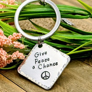 Give Peace a Chance Keychain~peace Sign Keychain~peace Key Ring ...
