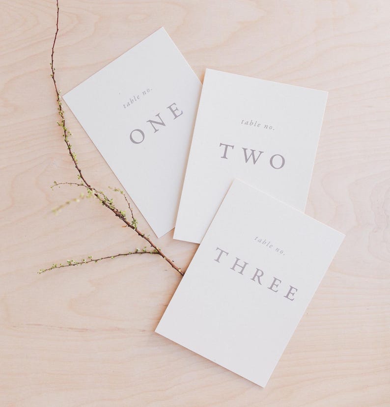 PRINTED Table Numbers for Minimal Wedding, Simple Design, High Quality ...