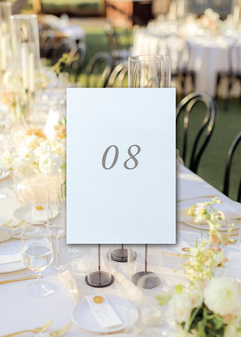 PRINTED Modern, Romantic Minimal Table Numbers, High Quality Wedding ...