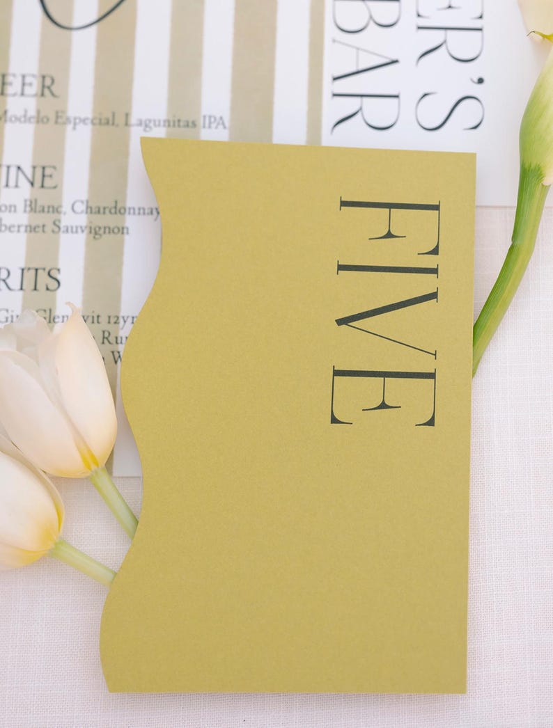 Modern Wavy Edge Wedding Table Number, Reception Decor Design - Etsy UK