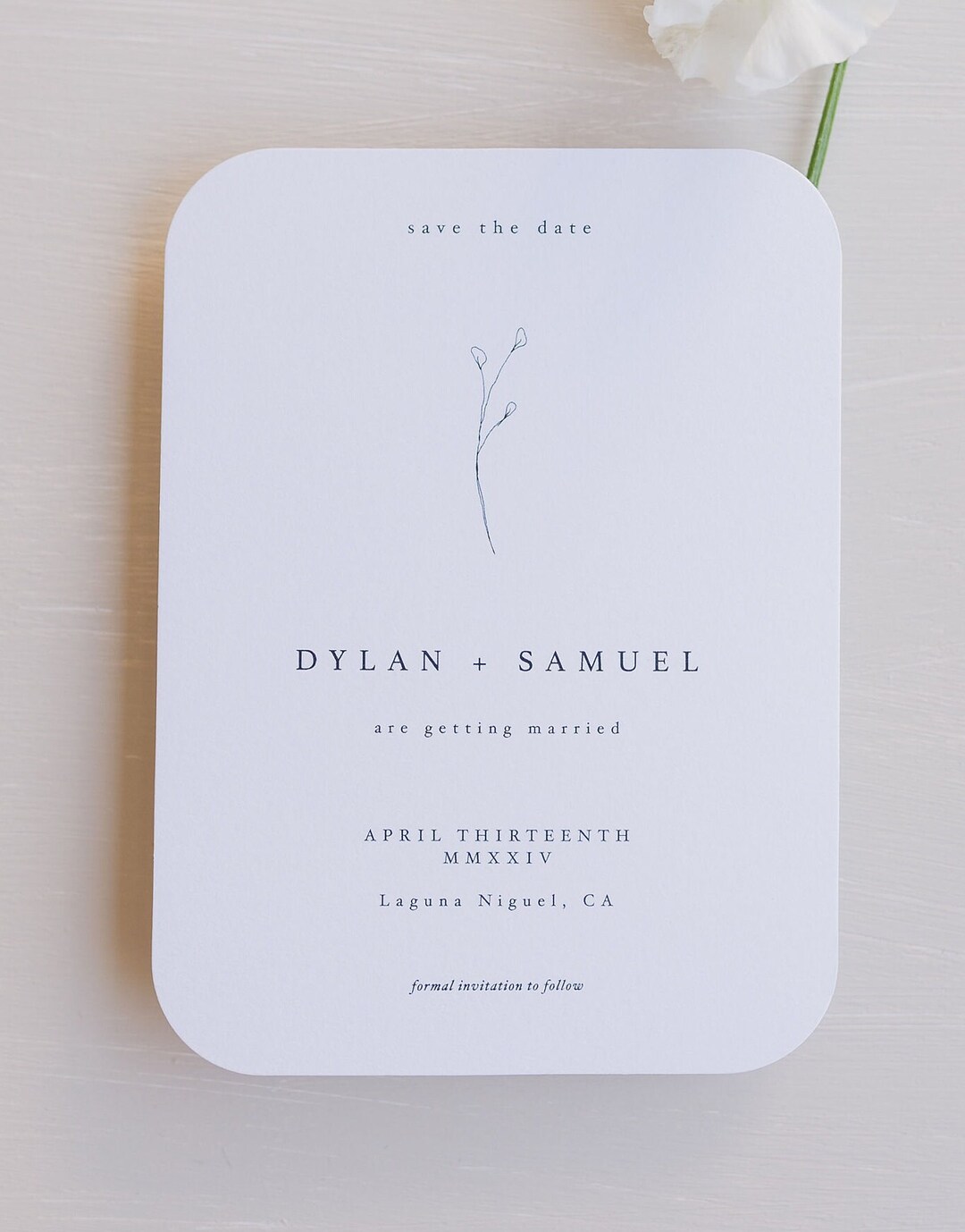 Minimal Save the Date With Hand Drawn Floral, Simple Save the Date ...