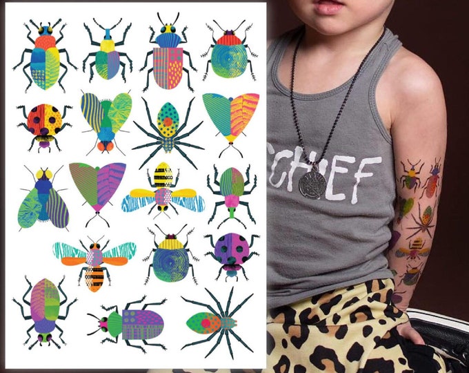 Bug Temporary Tattoos 48 Glitter Styles Buggin' Out Insect Birthday ...