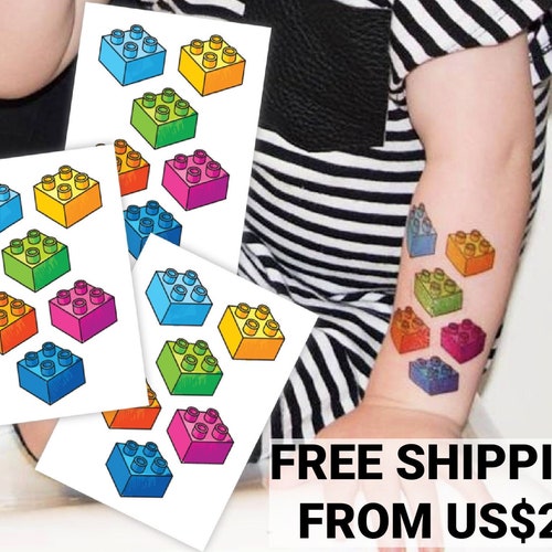Building Blocks Temporary Tattoo Transfers. Set of 3 Body - Etsy