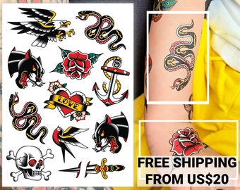 Traditional Tattoo Stickers - Etsy