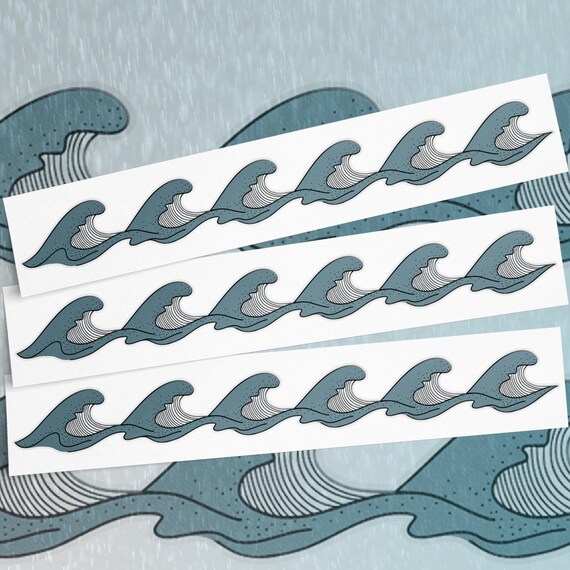 Waves Band Temporary Tattoo Transfers. Set of 3 Armband, Wristband ...