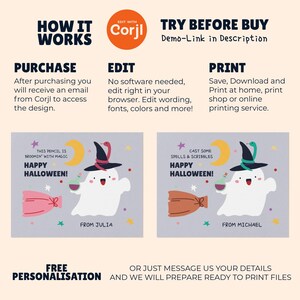 Halloween Pencil Card. Printable School Pen Favor Holder Template. - Etsy