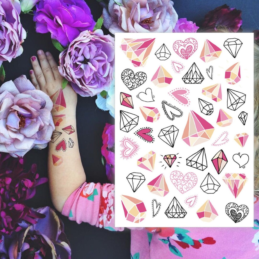 Diamonds and Hearts Temporary Tattoo Transfers. She's a - Etsy