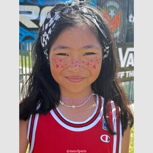 Pink Hearts Freckles Temporary Tattoo Transfers. Set of 3 Sheets of ...