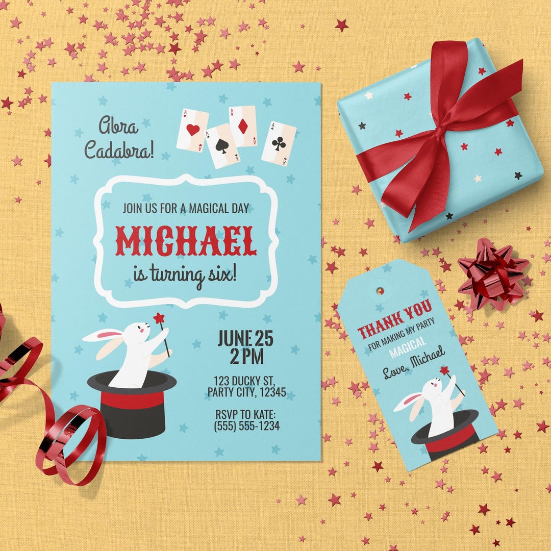Magic Show Birthday Invitation Template With Editable Circus Magician ...