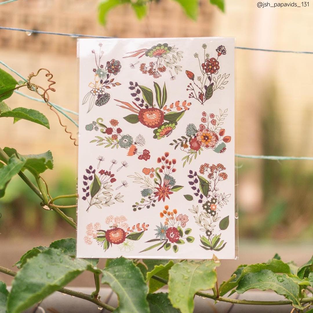 Gentle flowers temporary tattoo transfers. 11 romantic floral | Etsy