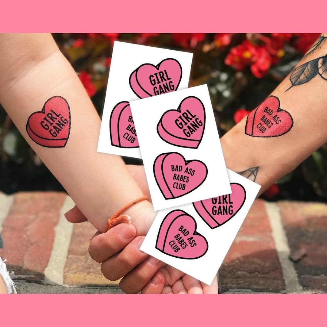 Girl Gang and Bad Ass Babes Club Temporary Tattoo Transfers. Pink ...