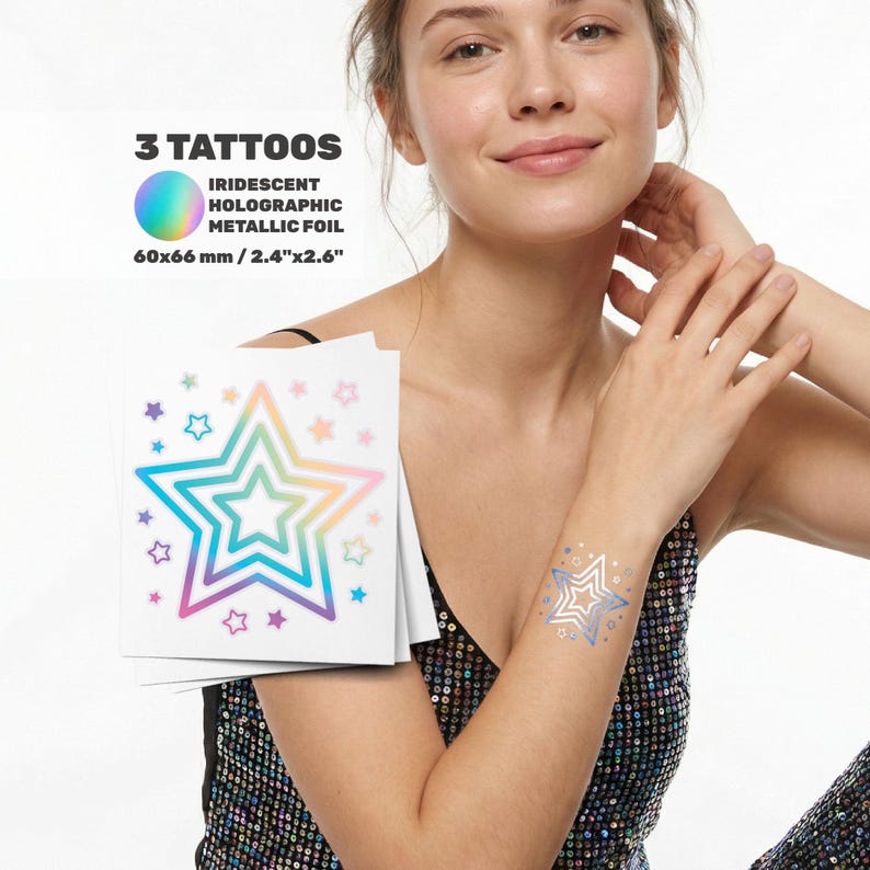 Tatuajes temporales de Last Rodeo. Decoración iridiscente para la piel ...