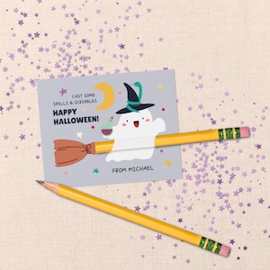 Halloween Pencil Card. Printable School Pen Favor Holder Template. - Etsy
