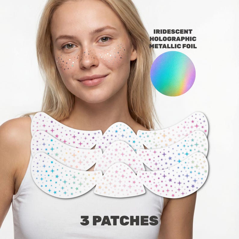 Iridescent Freckle Tattoos, Pixie Dust Holographic Face Patches. - Etsy ...
