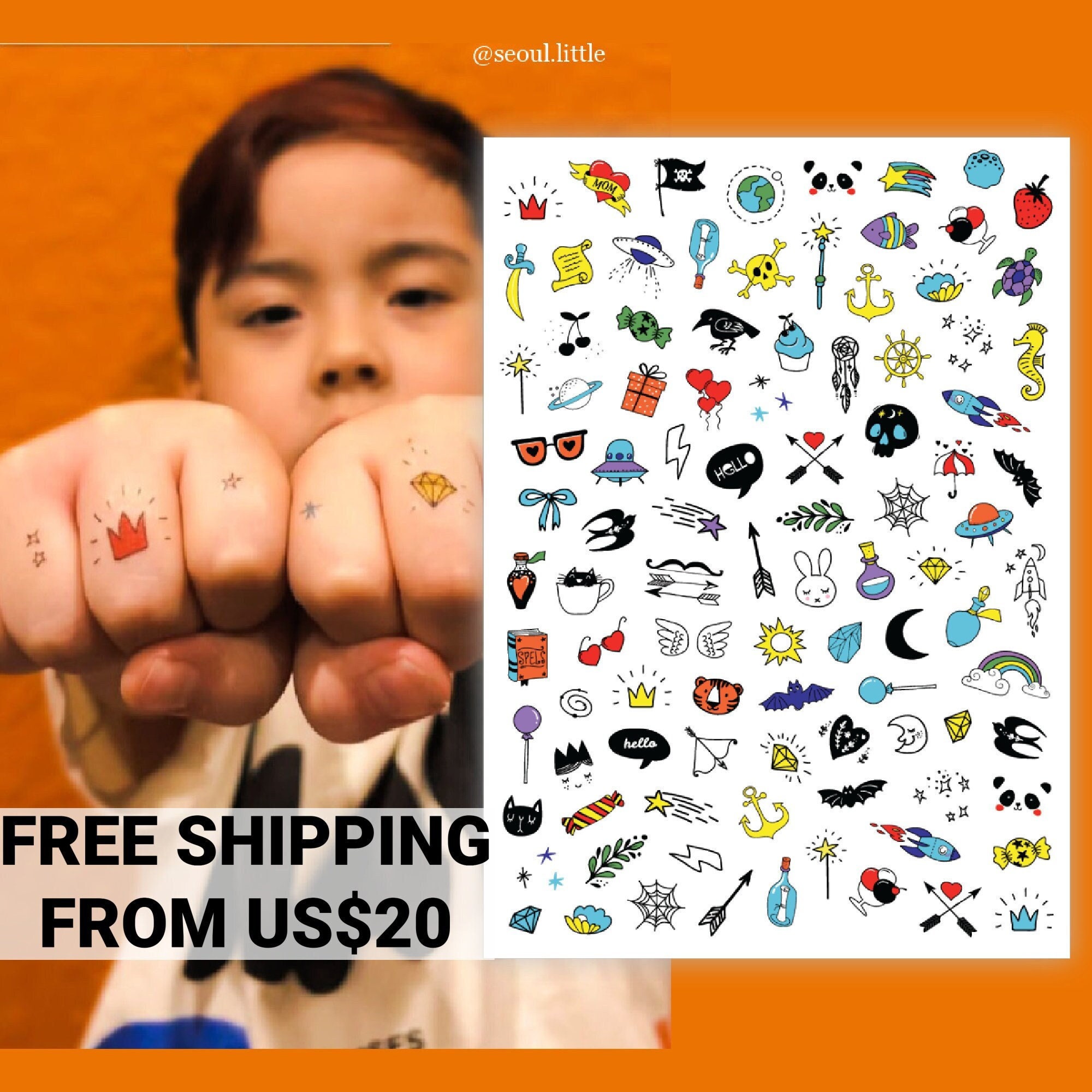 Tiny Temporary Tattoo Transfers. Birds Rainbows Hearts | Etsy