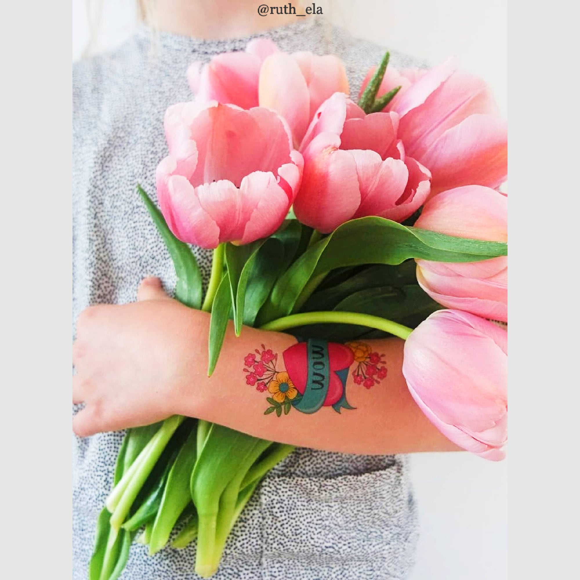 Mom temporary tattoo transfers. Set of 3 love mum fake tatts. | Etsy