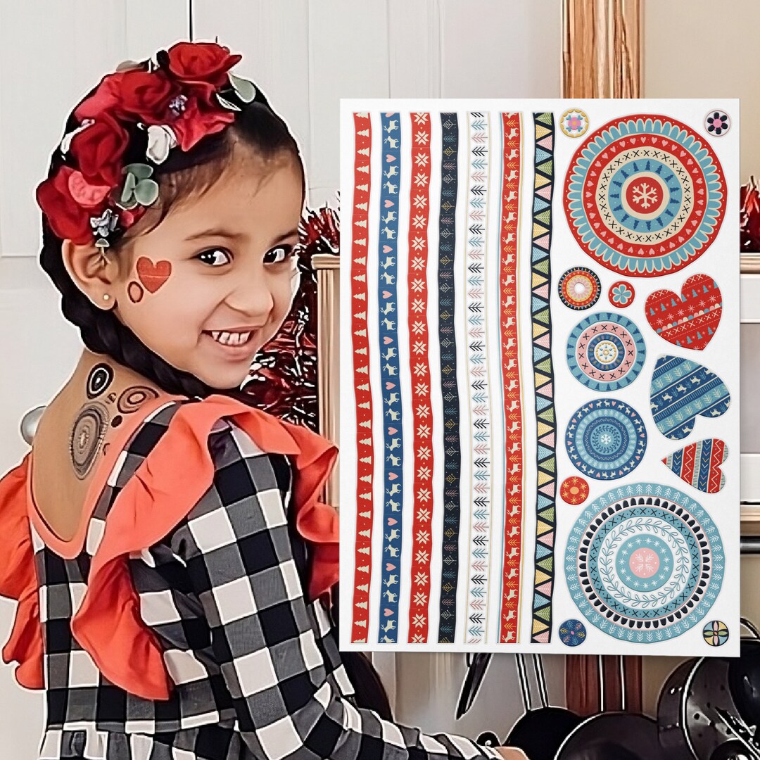 Christmas Nordic Patterns Temporary Tattoos. Cozy Scandi Ugly Sweater ...