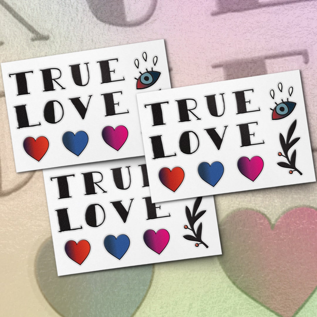 TRUE LOVE Knuckles Temporary Tattoo Transfers. Body Stickers for Kids ...