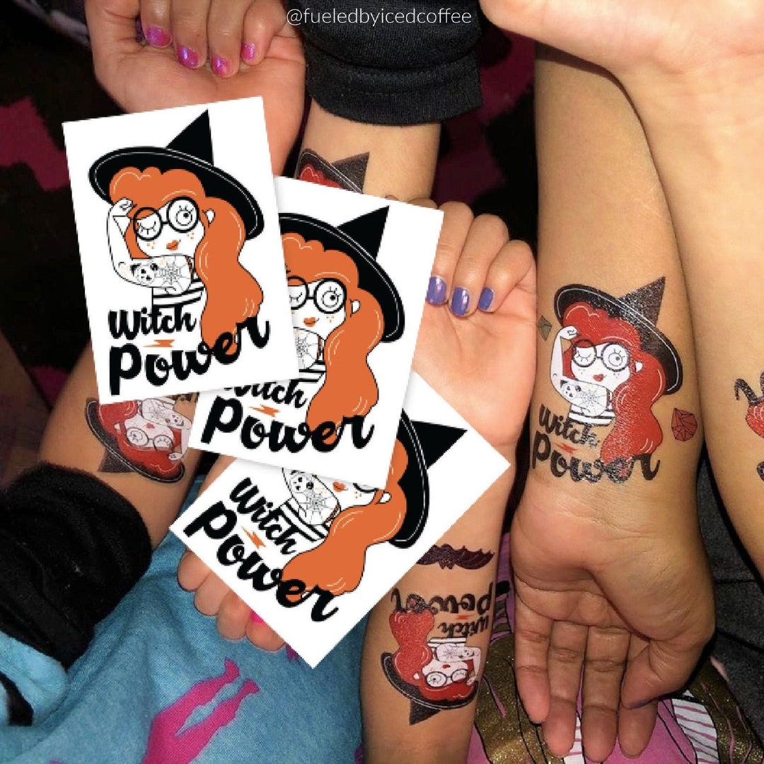 Halloween Witch Power Temporary Tattoo Transfers. Set of 3 Body ...