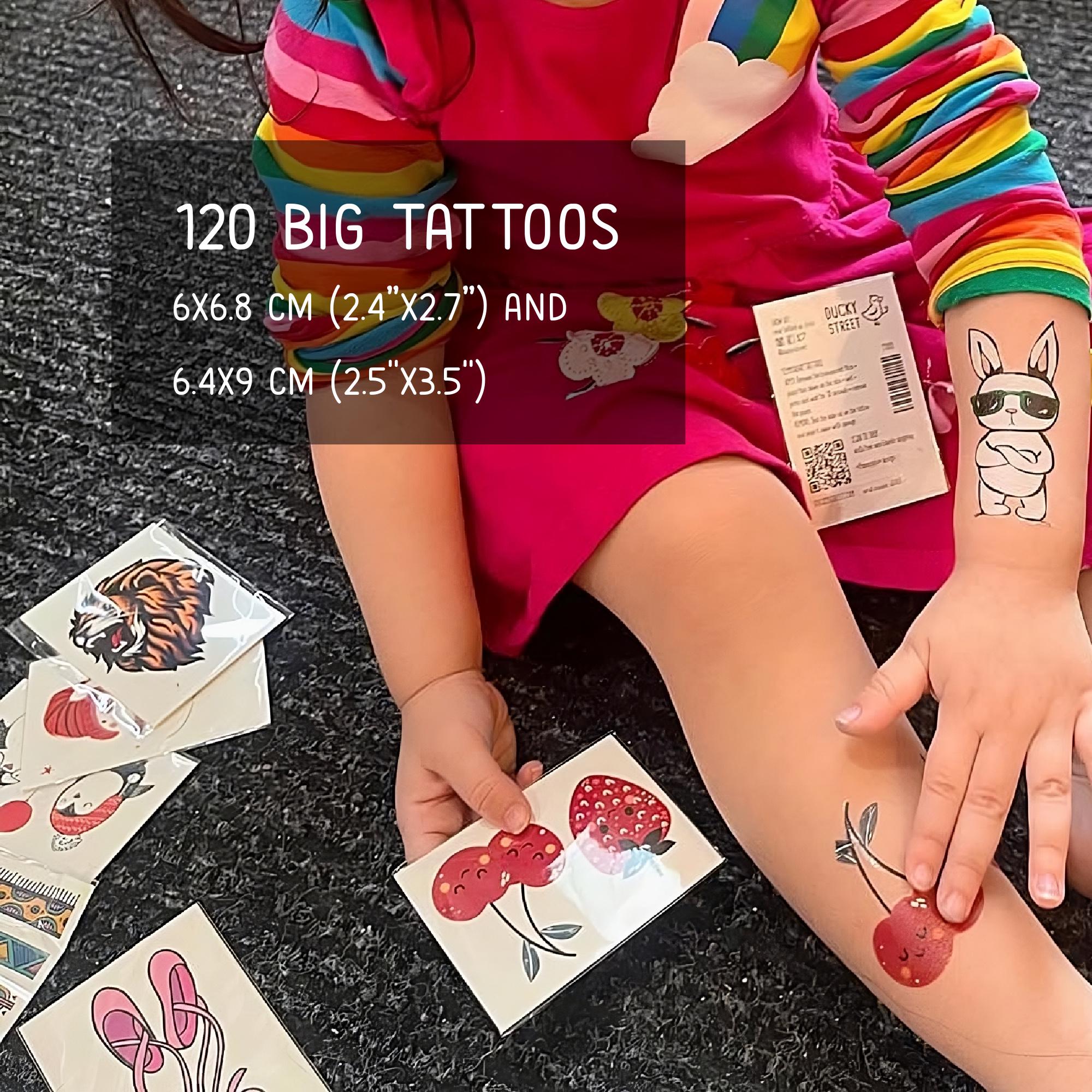 120 Tattoos Bundle: Temporary Tattoo Stickers Bulk Party Favors Items ...