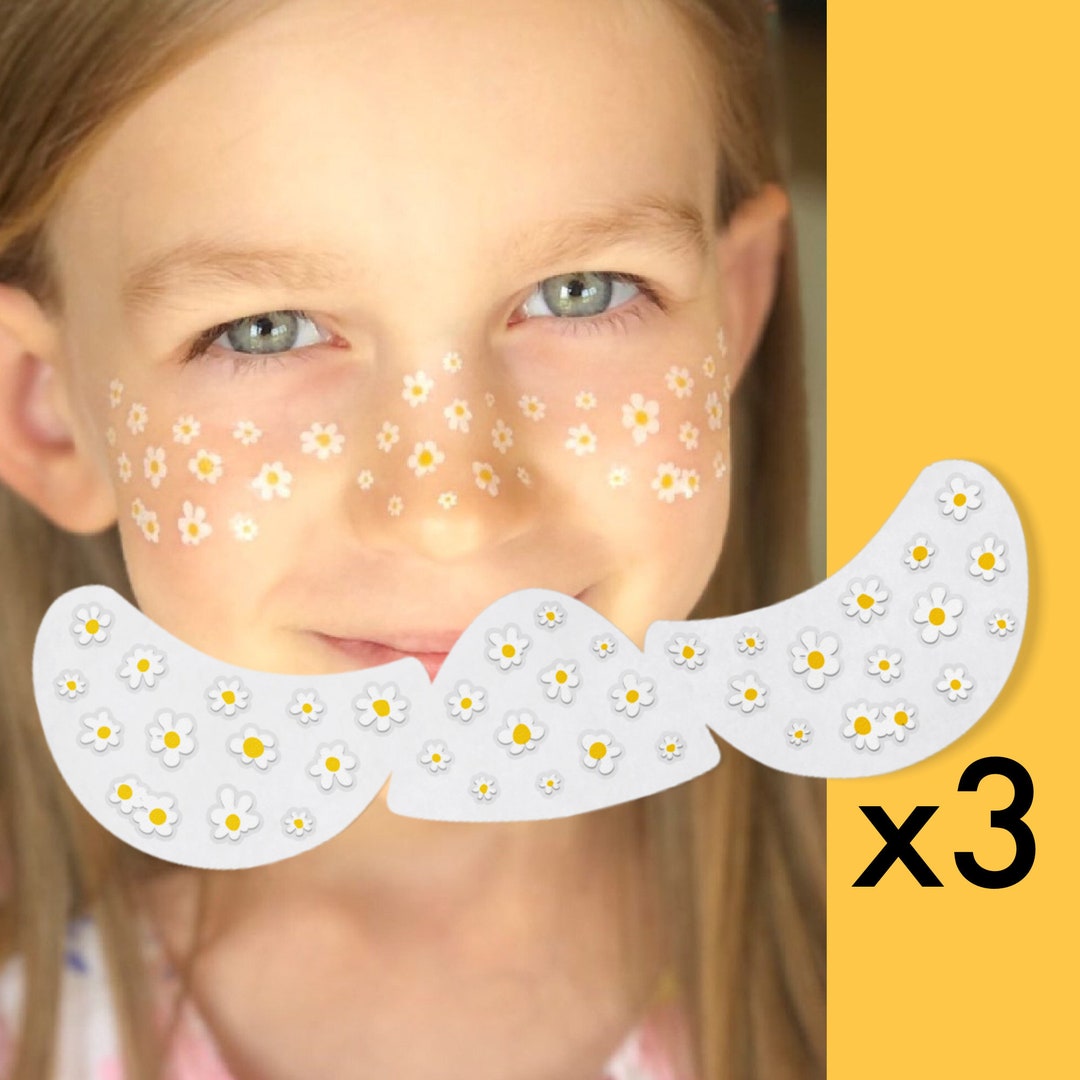 Groovy Daisy Freckles Temporary Tattoos. Set of 3 Fake Flower Freckles ...