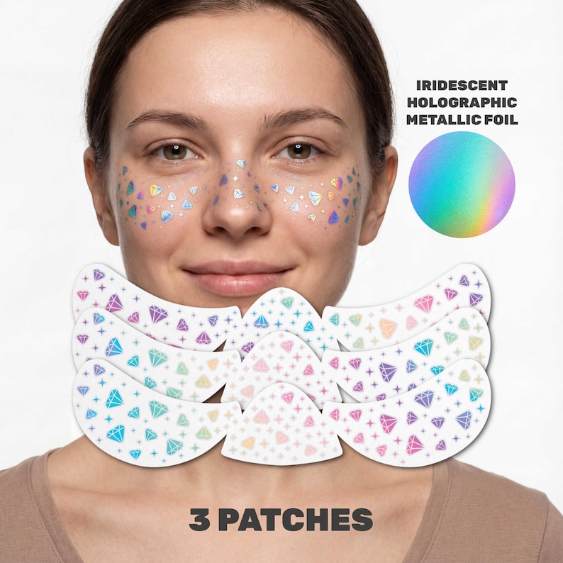 Iridescent Freckle Tattoos, Pixie Dust Holographic Face Patches. - Etsy ...