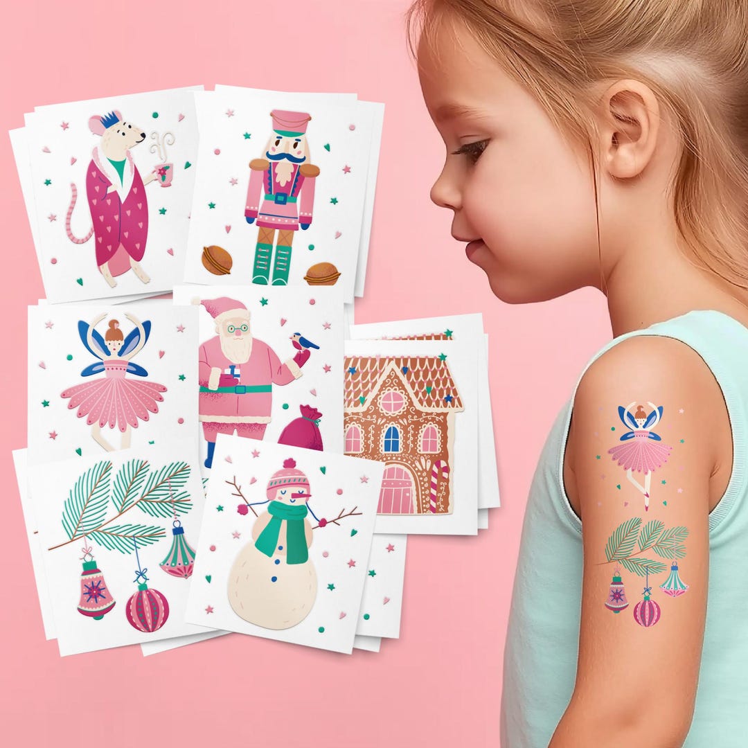 Pink Christmas Temporary Tattoos. the Nutcracker and Ballerina Fairy ...