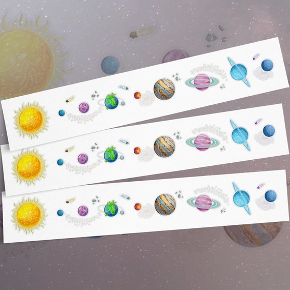 Solar System Planets Band Temporary Tattoo Transfers. Set of 3 Armband ...