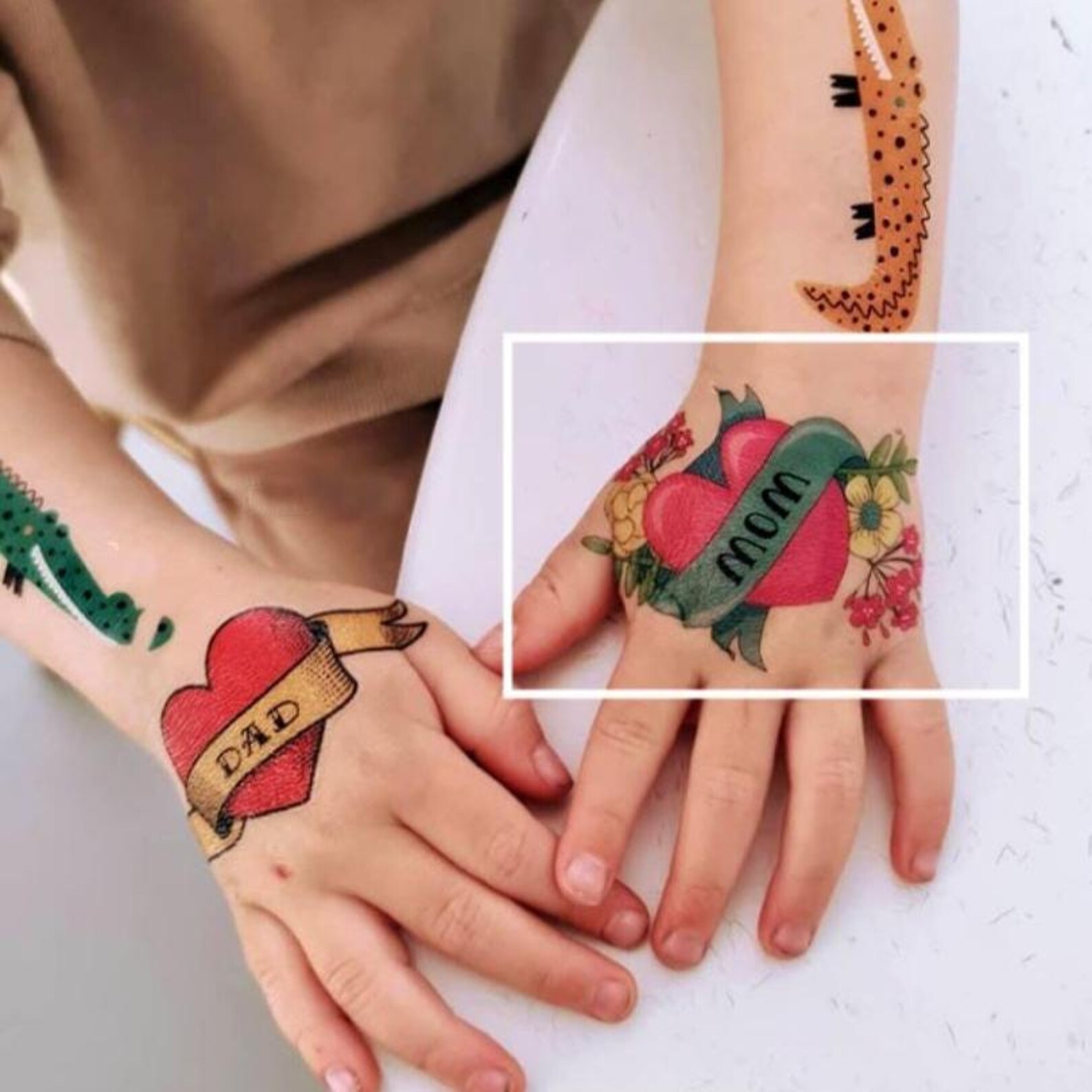 Mom Heart Tattoo. Mother's Day Set of 3 Temporary Tattoo Transfers of ...