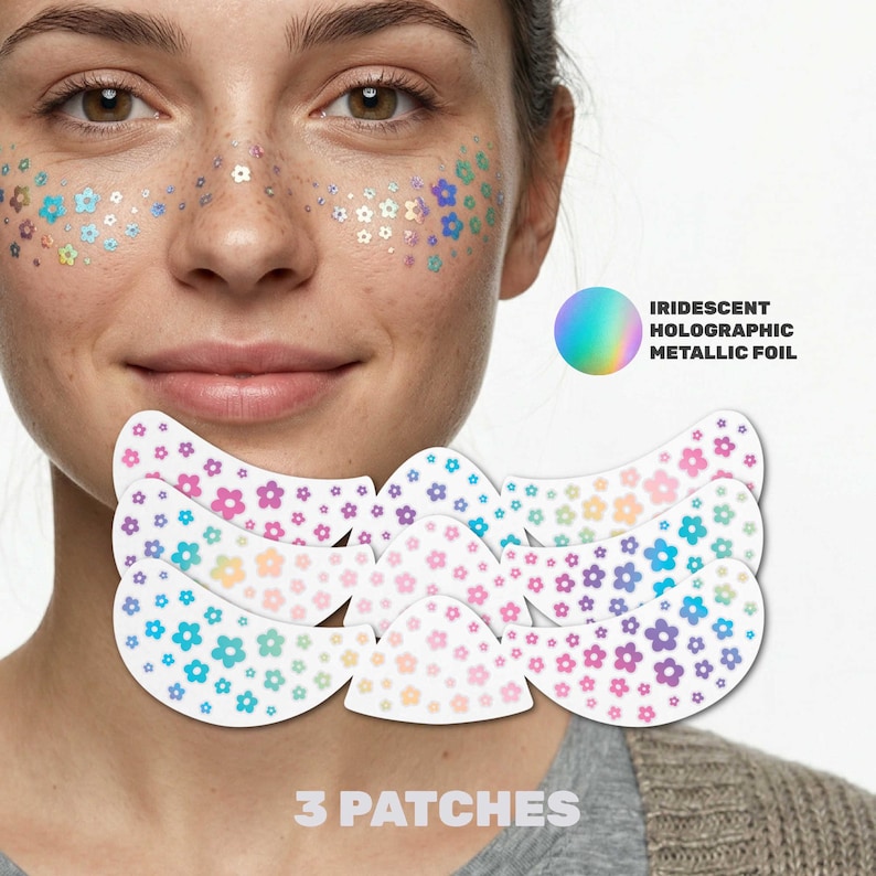Iridescent Freckle Tattoos, Pixie Dust Holographic Face Patches. - Etsy ...