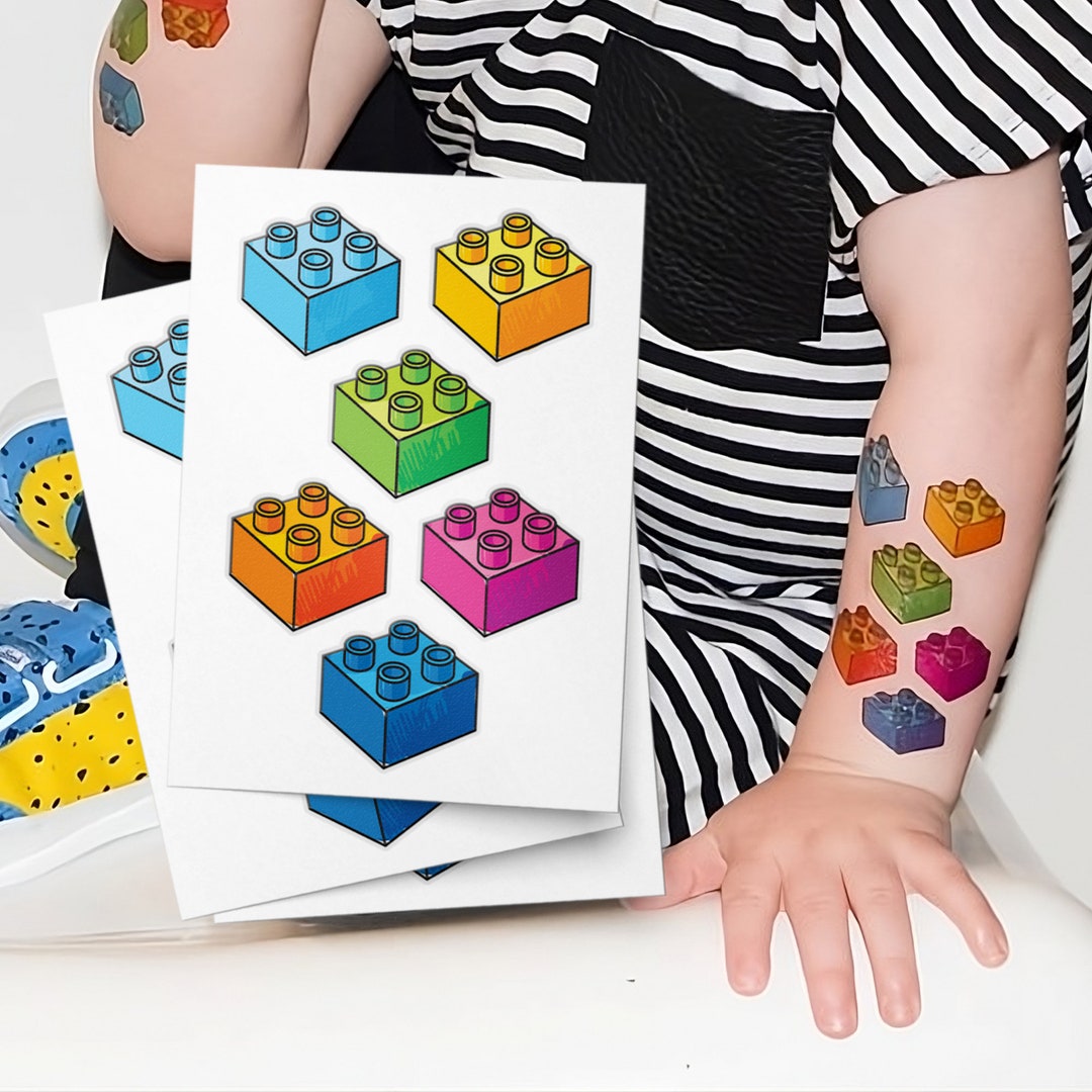 Building Blocks Party Temporary Tattoos, Bricks Birthday Favors. - Etsy