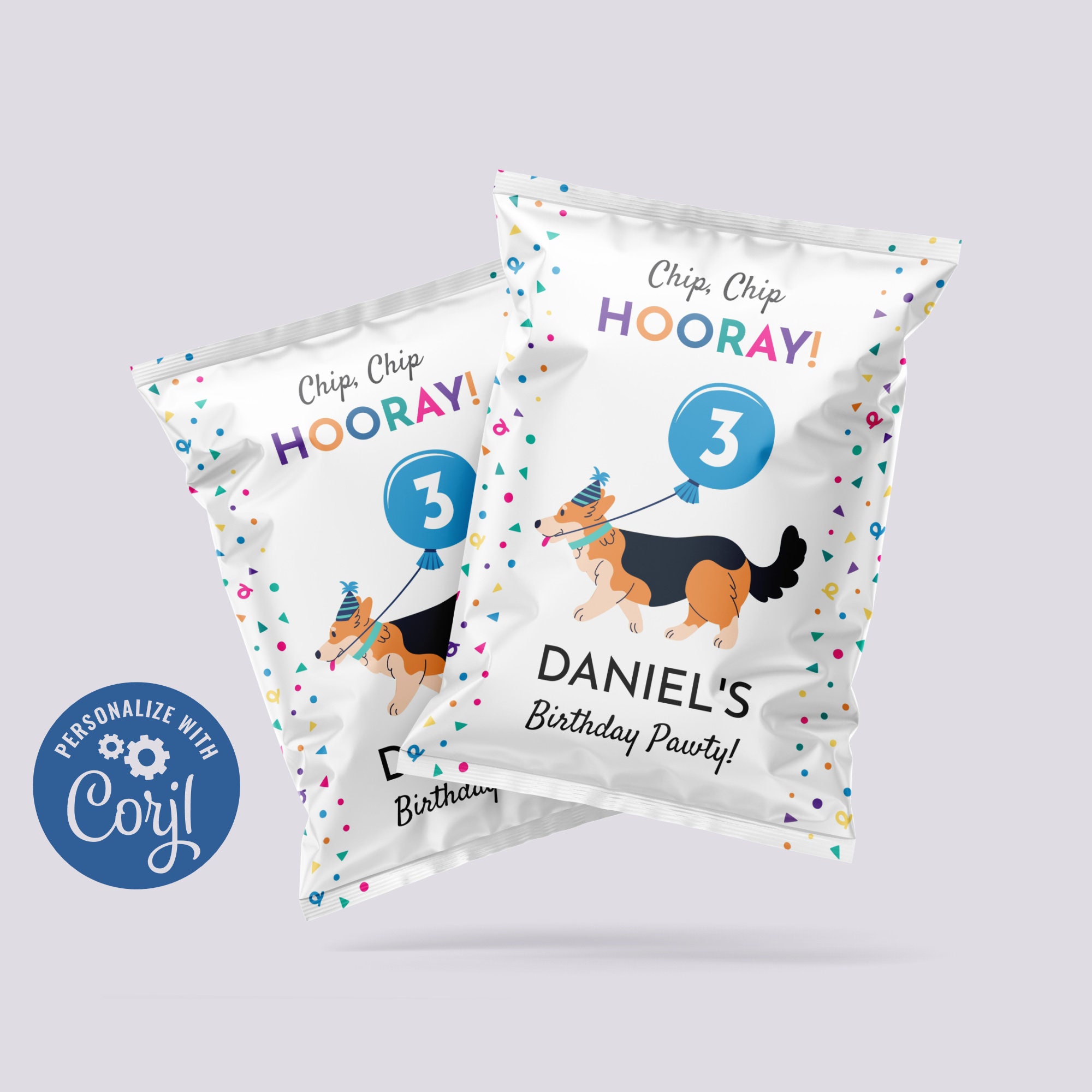 Chip Snack Bag Printable for Let's Pawty Time Dog Themed Puppy Birthday ...