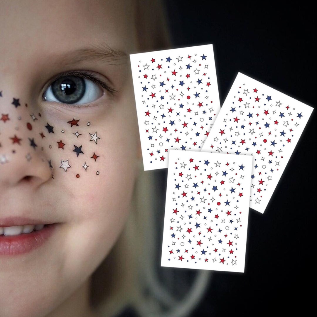Star Freckles Temporary Tattoo Transfers. Body Stickers in the USA Flag ...