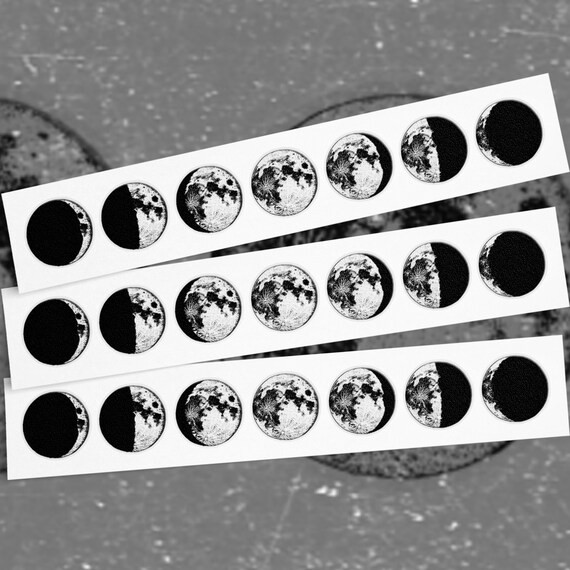 Moon Phases Black Ink Temporary Tattoo Transfers. Set of 3 Armband ...