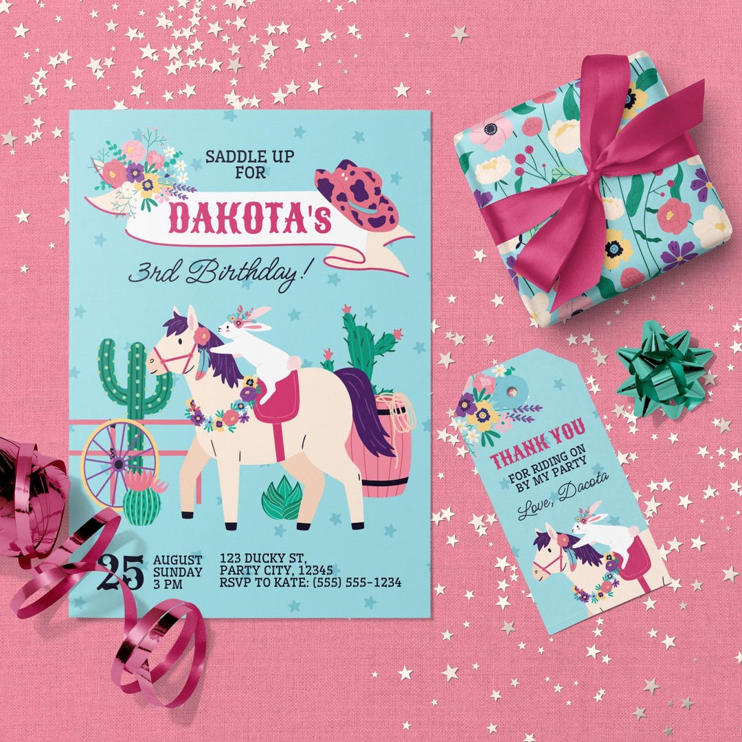 Invitación de vaquera. Paquete imprimible para fiesta de cumpleaños del ...