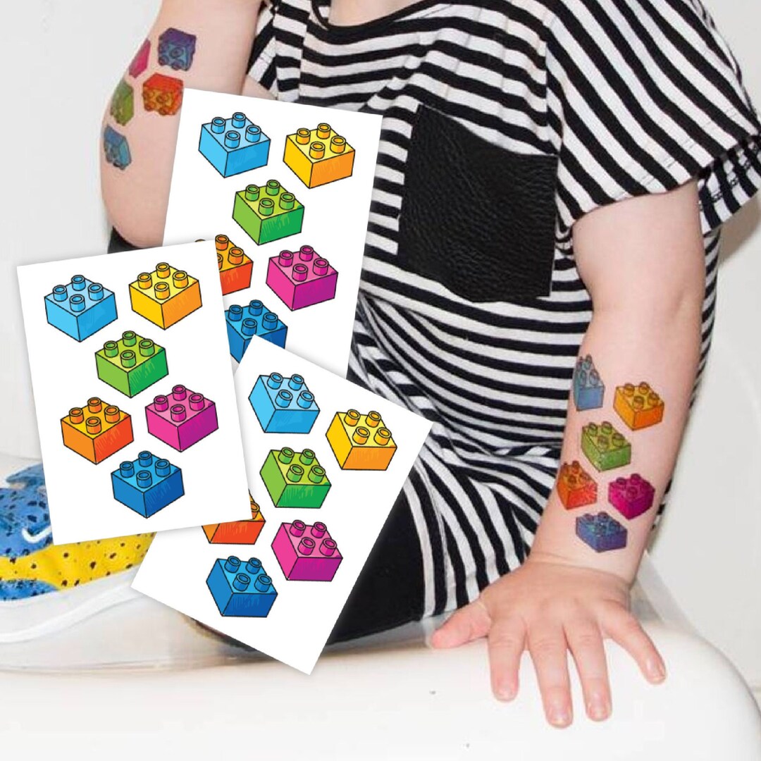 Building Blocks Temporary Tattoo Transfers. Set of 3 Sheets 6 - Etsy