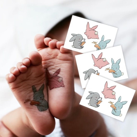 Easter Bunnies Temporary Tattoo Transfers. Kids Body Stickers, 9 ...