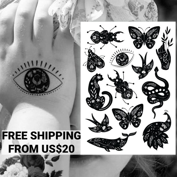 Mystic Dreams temporary tattoo transfers. Black & white images of ...