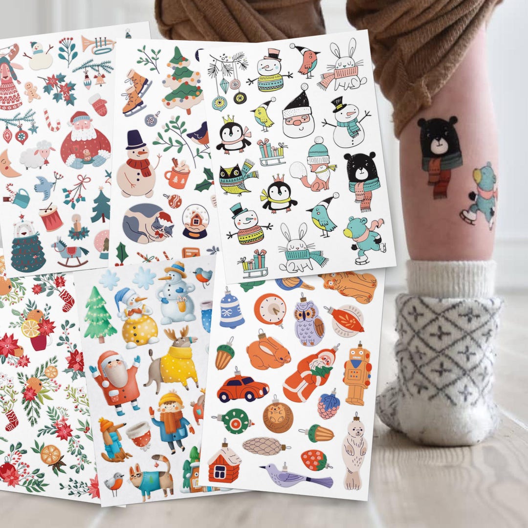 Christmas Temporary Tattoos. Winter Children's Tattoos of Santa Claus ...