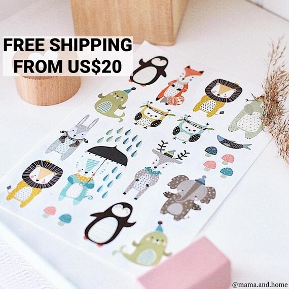 Woodland animals temporary tattoo transfers. Birthday and baby shower ...