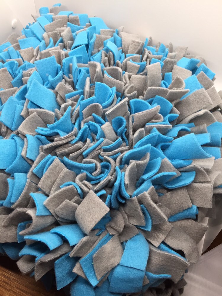 Blue & Dark Gray Washable Snuffle Mat/ Pet Nose Work Foraging Pick Your ...