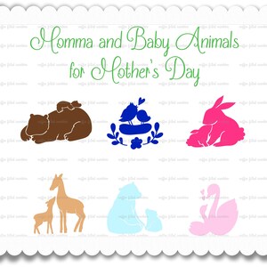 MOMMA and BABY ANIMALS, Digital Cut File, Mother's Day, Gifts for Mom ...