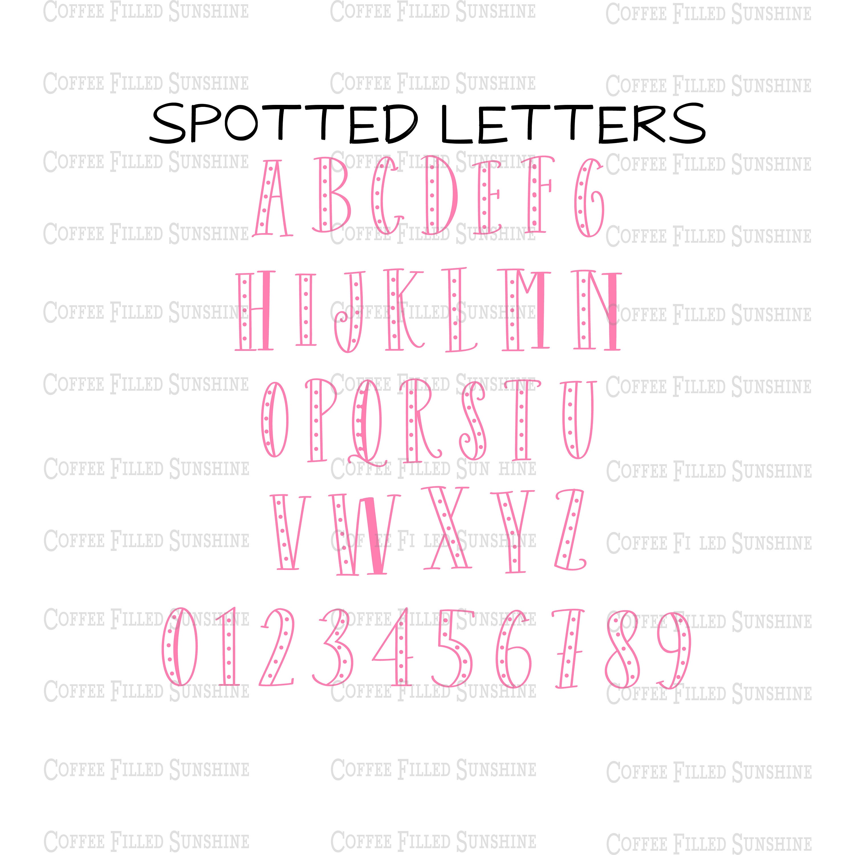 SPOTTED LETTER EMBROIDERY 6 Sizes Monogram Font Instant | Etsy