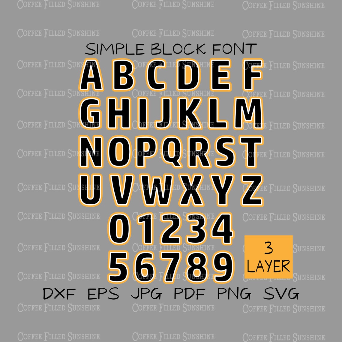 SIMPLE BLOCK 3 LAYER Font - Digital Download - Cut File, Printable ...