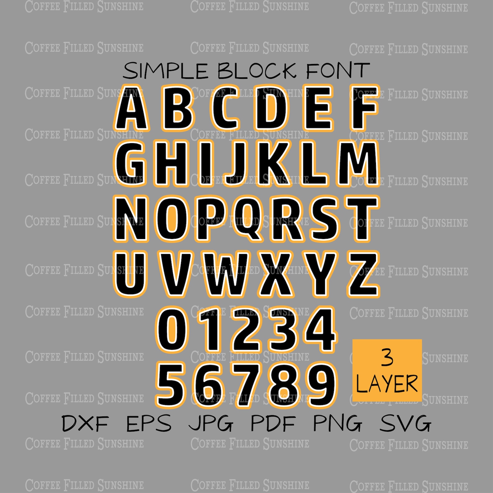 SIMPLE BLOCK 3 LAYER Font Digital Download Cut File - Etsy