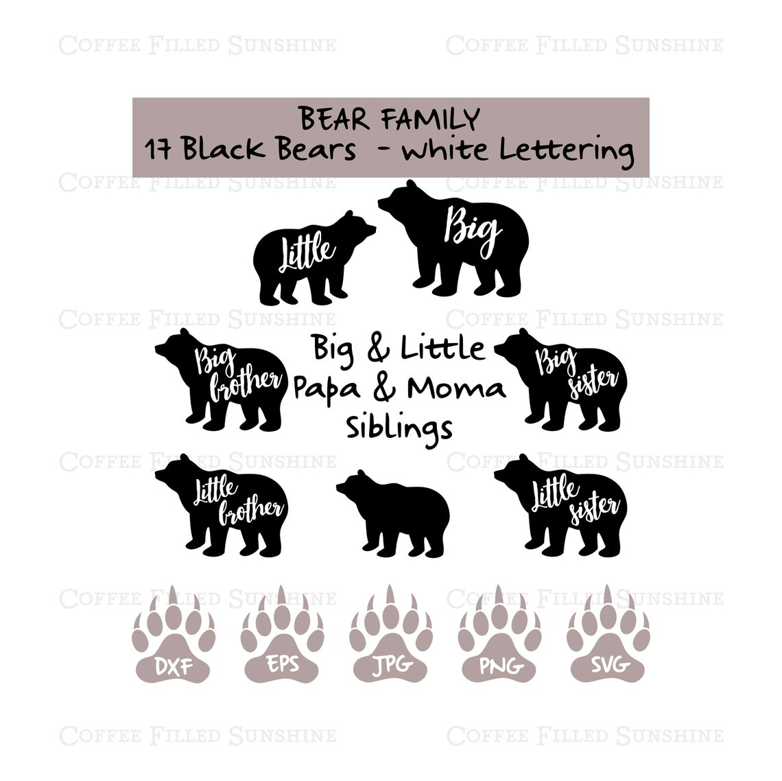 BEAR FAMILY DESIGN 17 Digital Cut Files Big Little Mama - Etsy