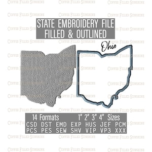 OHIO EMBROIDERY File - Digital Download, 4 OH State Sizes Csd Dst Emd ...