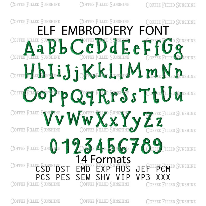 ELF EMBROIDERY FONT File Instant Digital Download 4 Sizes | Etsy
