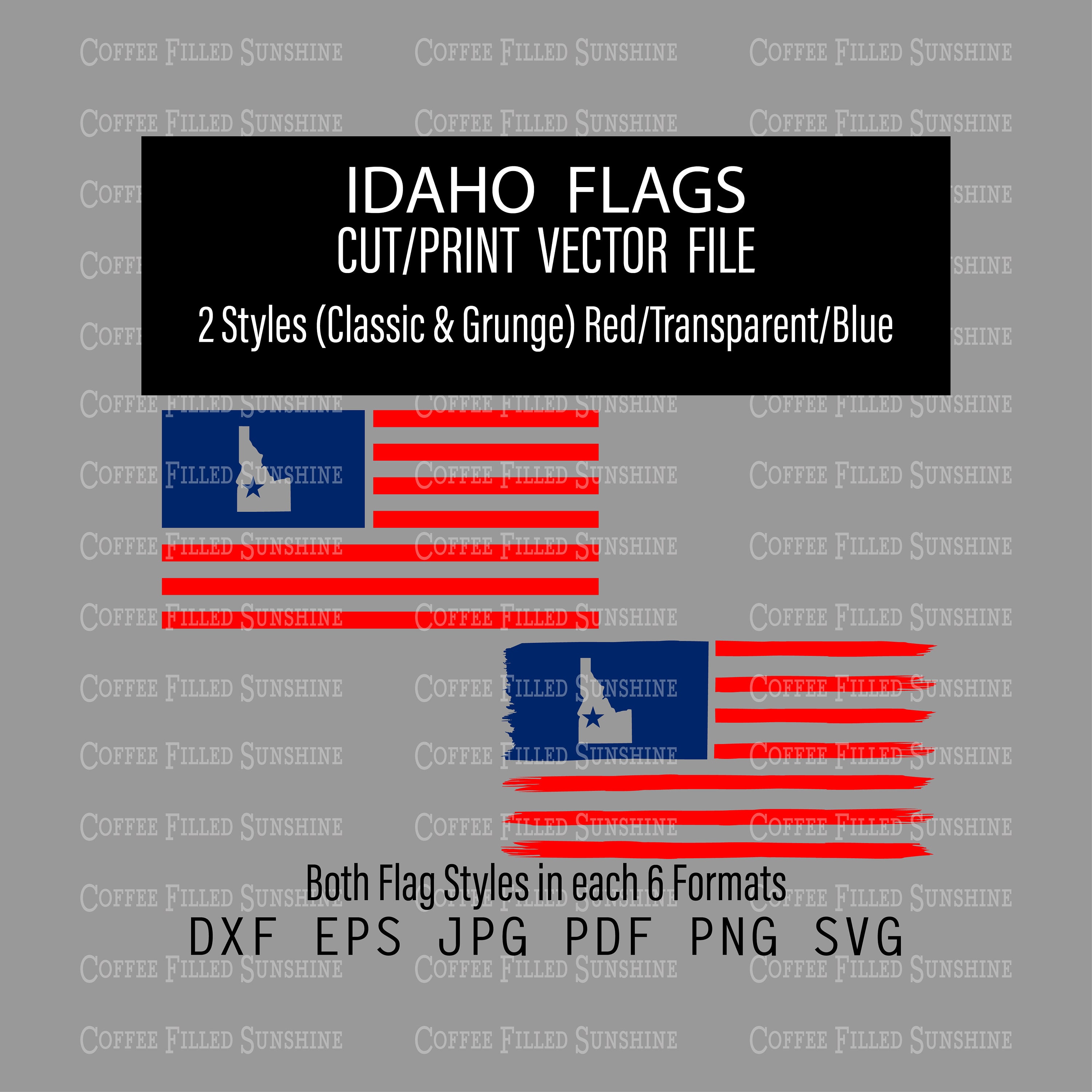 IDAHO Flag ID State Cutout in USA Flag Grunge & Classic | Etsy
