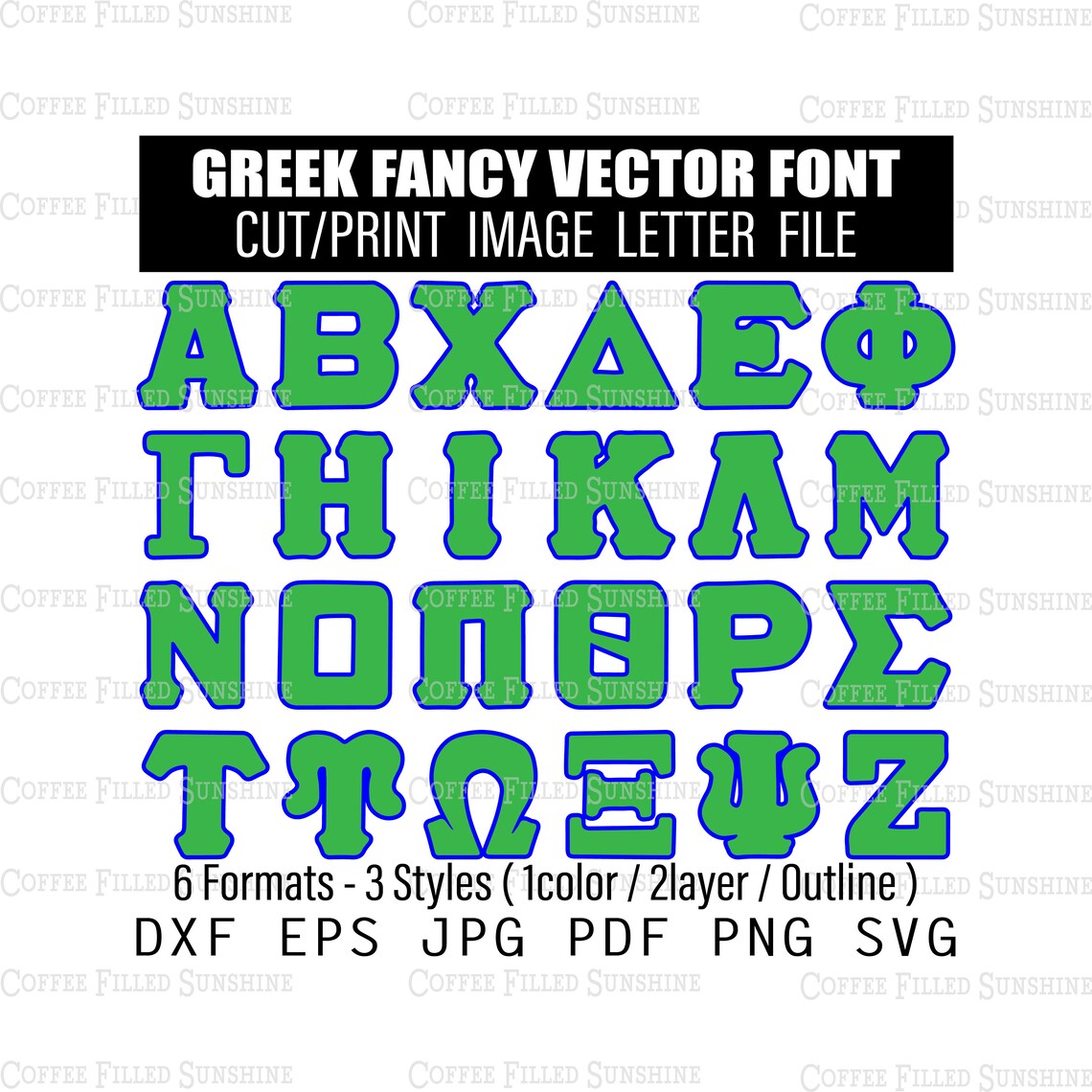 GREEK FANCY Font - SVG - Vector Font - Cut File, Printable, Sorority ...